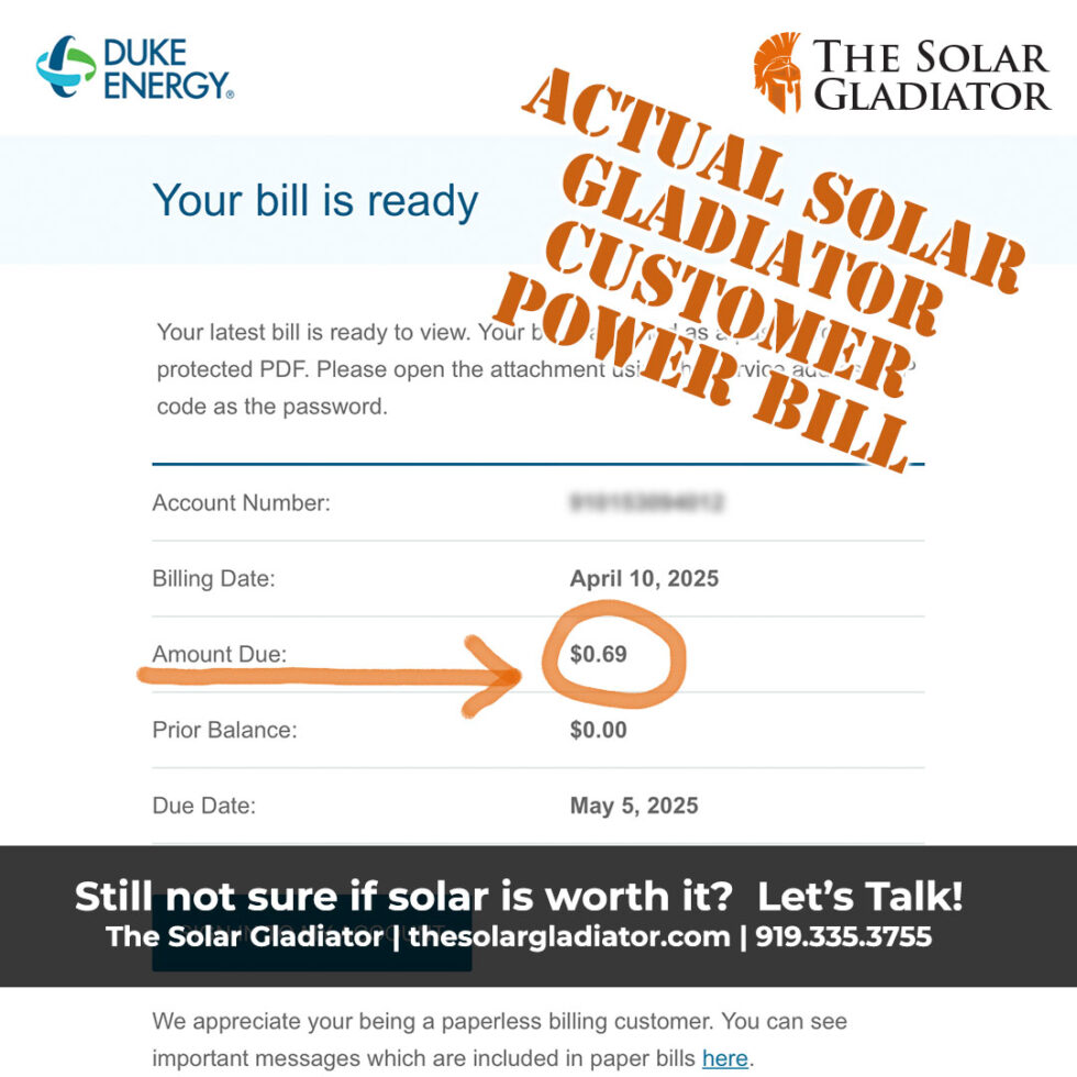 Duke Energy Bill Just $0.69 After Going Solar | The Solar Gladiator